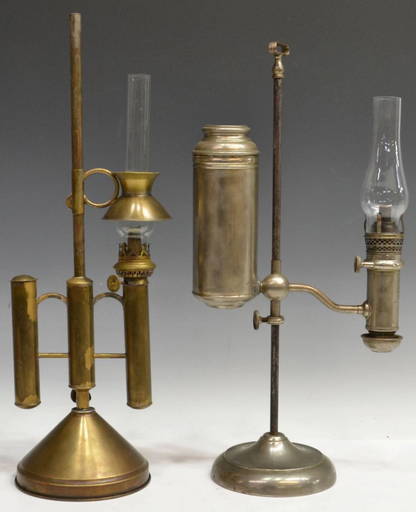 (2) Antique Student Lamps, Millers 'ideal' & Asahi