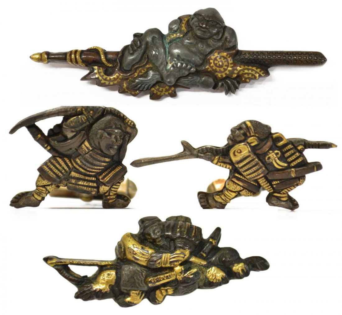 JAPANESE MENUKI MIXED METAL CUFFLINKS, PIN