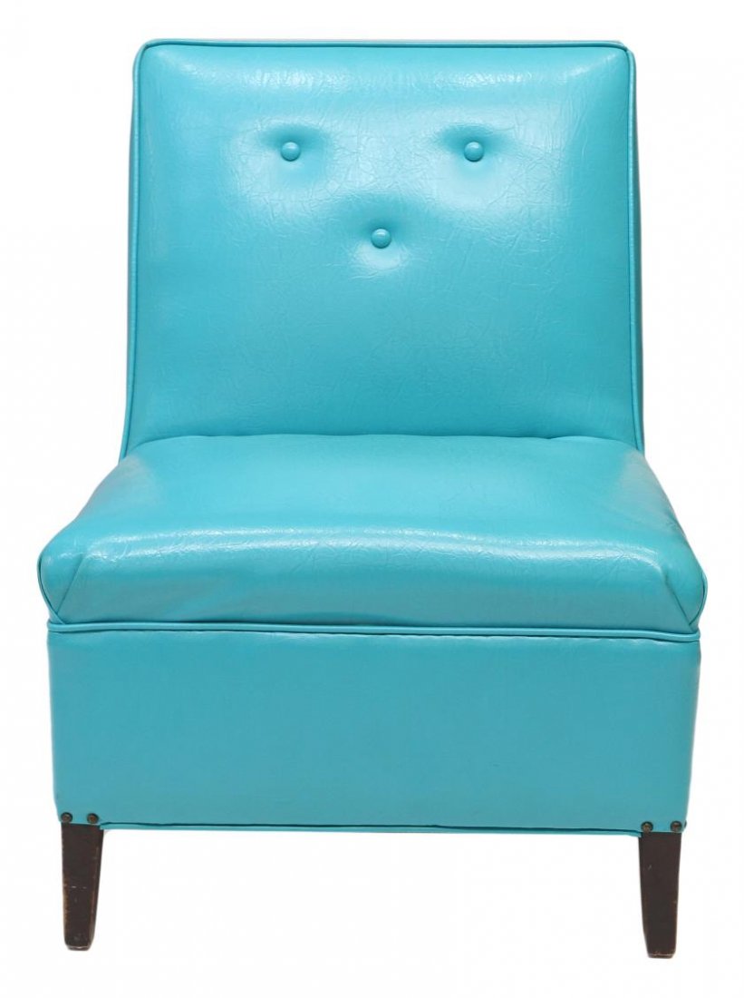 (2) MID-CENTURY MODERN TURQUOISE SIDE CHAIRS