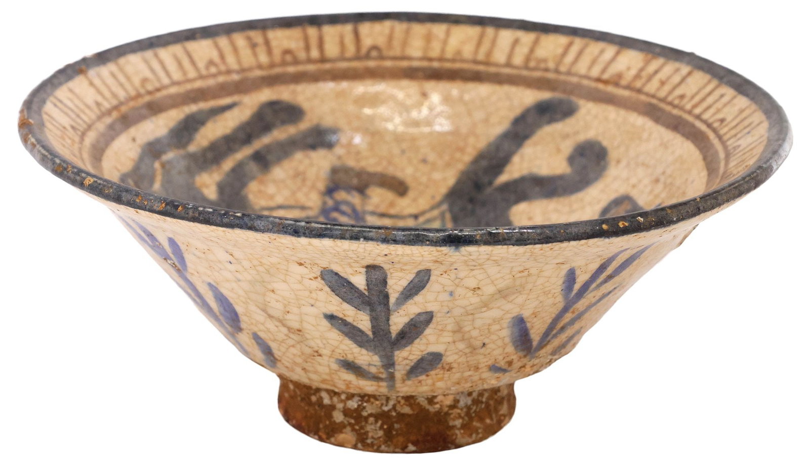 Syrian Fritware Pottery Bowl With Underglaze Equestrian Auction