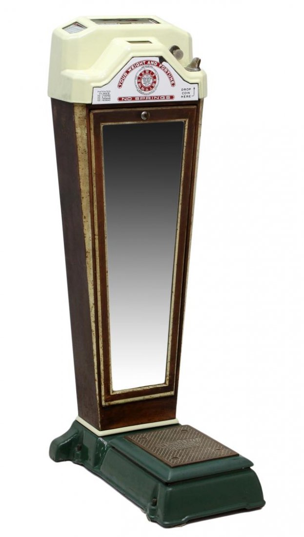 ANTIQUE AMERICAN WEIGHT & FORTUNE ENAMELED SCALE