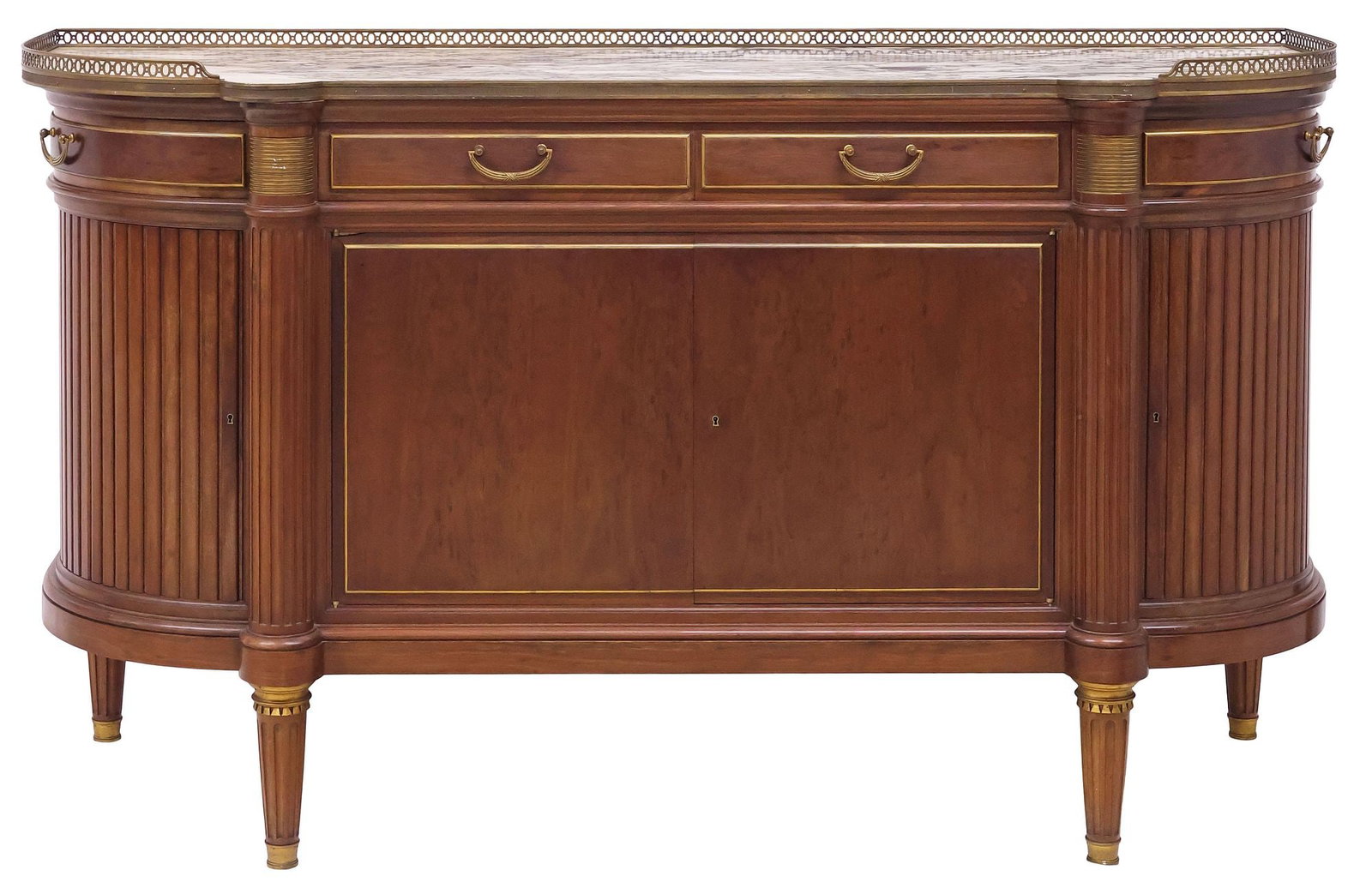 French Louis Xvi Style Marble-top Mahogany Demilune Sideboard Auction