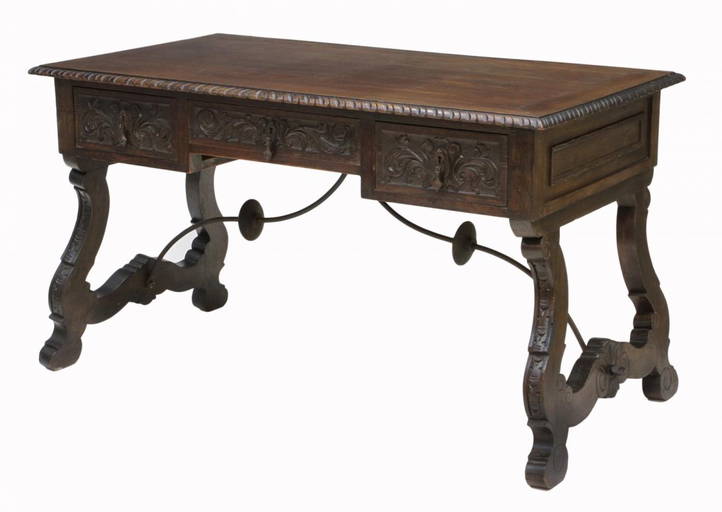Antique Spanish Library Table, Desk