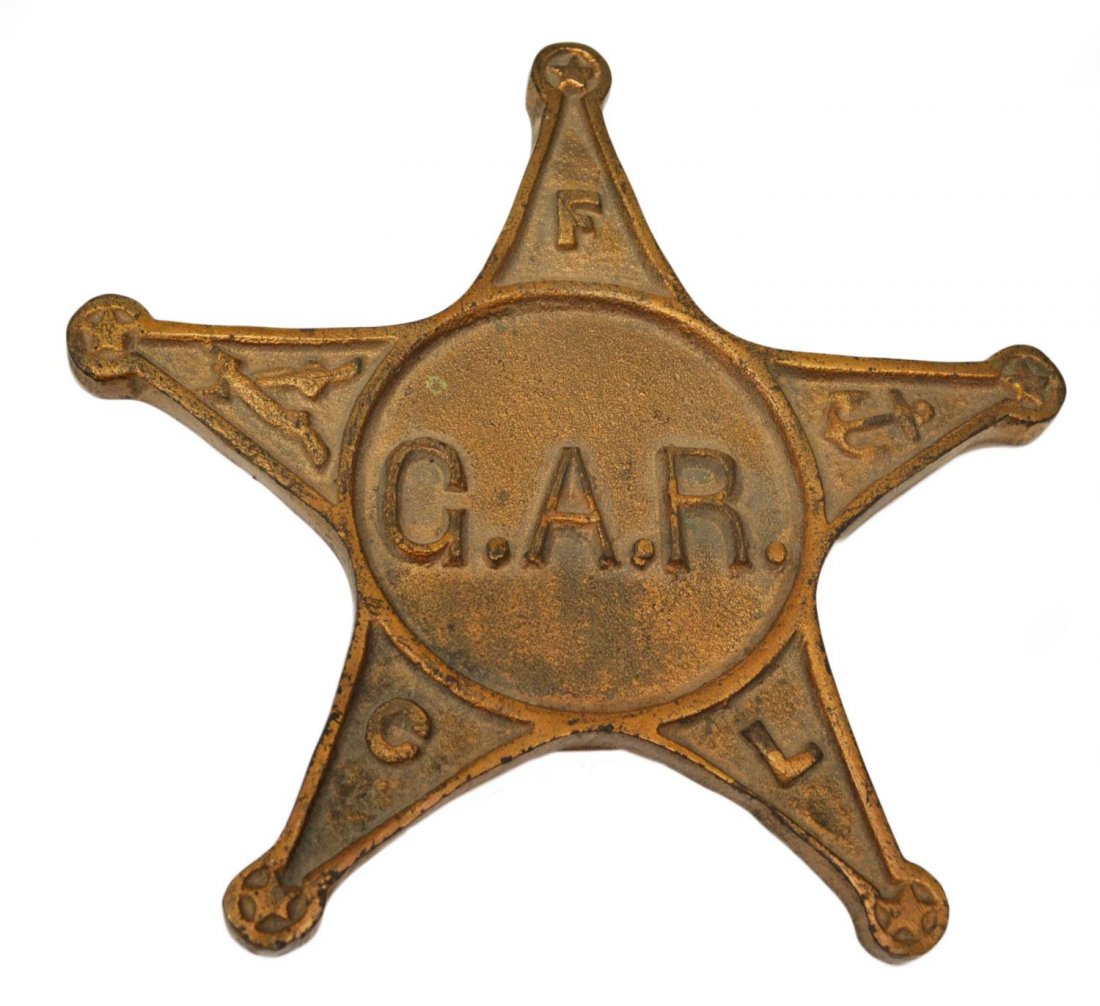 U.S. CIVIL WAR BRASS G.A.R. GRAVE MARKER