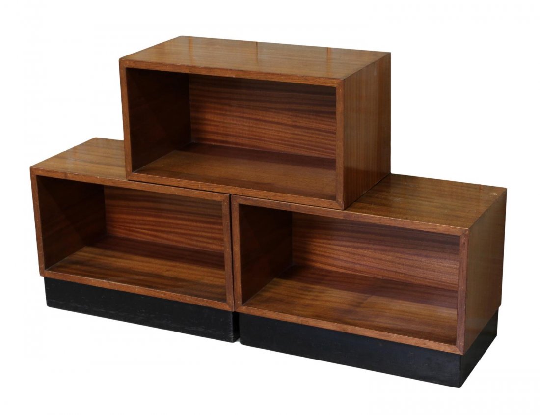 (3) ITALIAN MID-CENTURY STACKABLE WOOD SHELVES