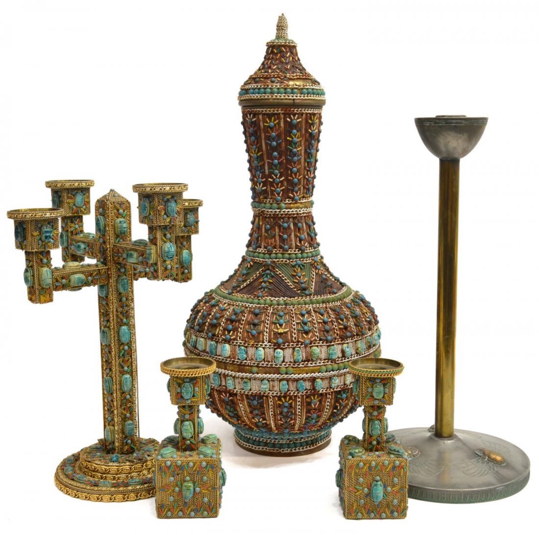 (5) Egyptian Motif Benedict Karnak Scarab Items