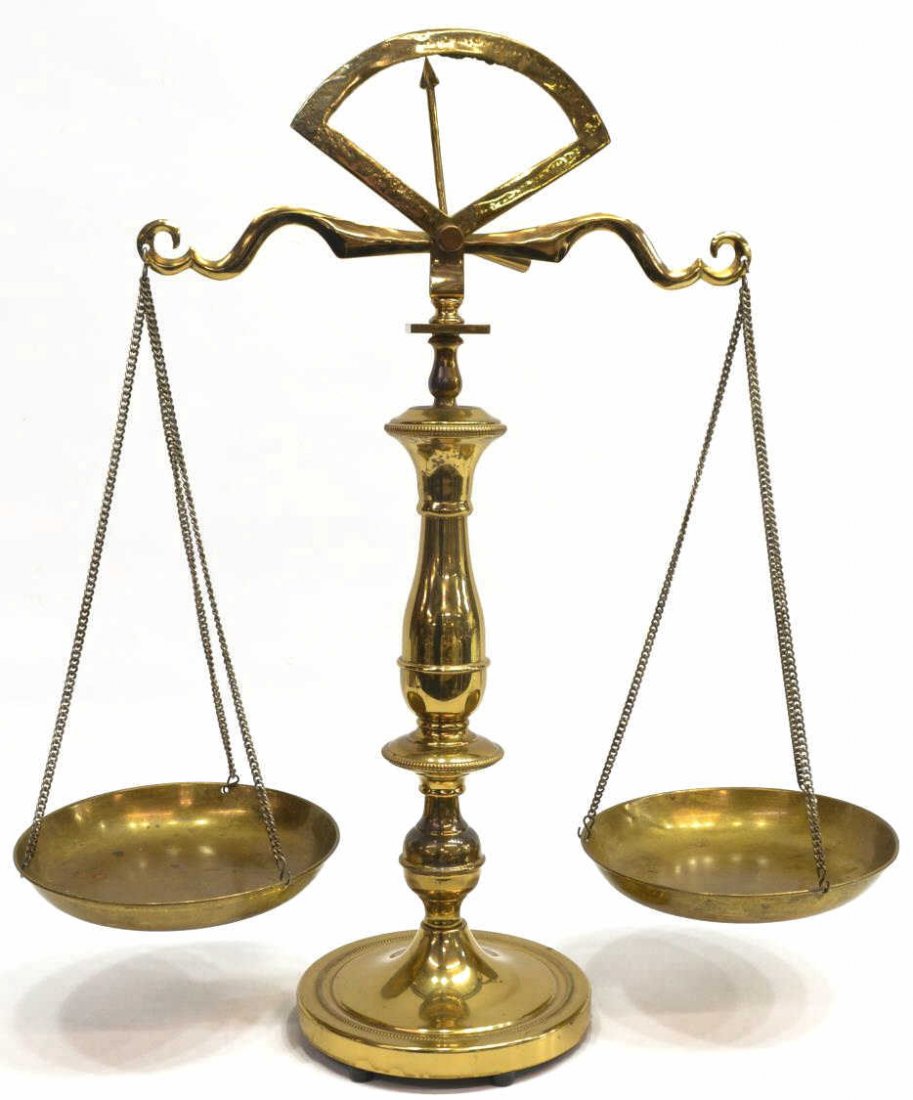 LARGE DECORATIVE BRASS BALANCE SCALE