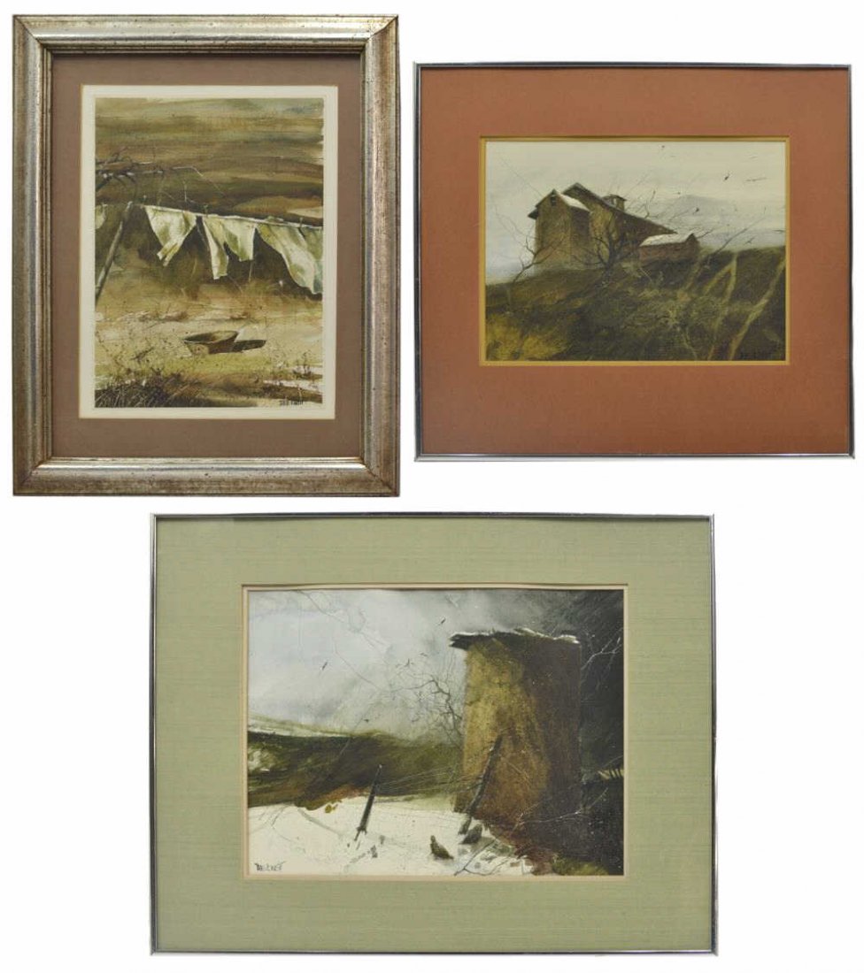 (3) Watercolor Paintings, Dee Knott (1943 2013)