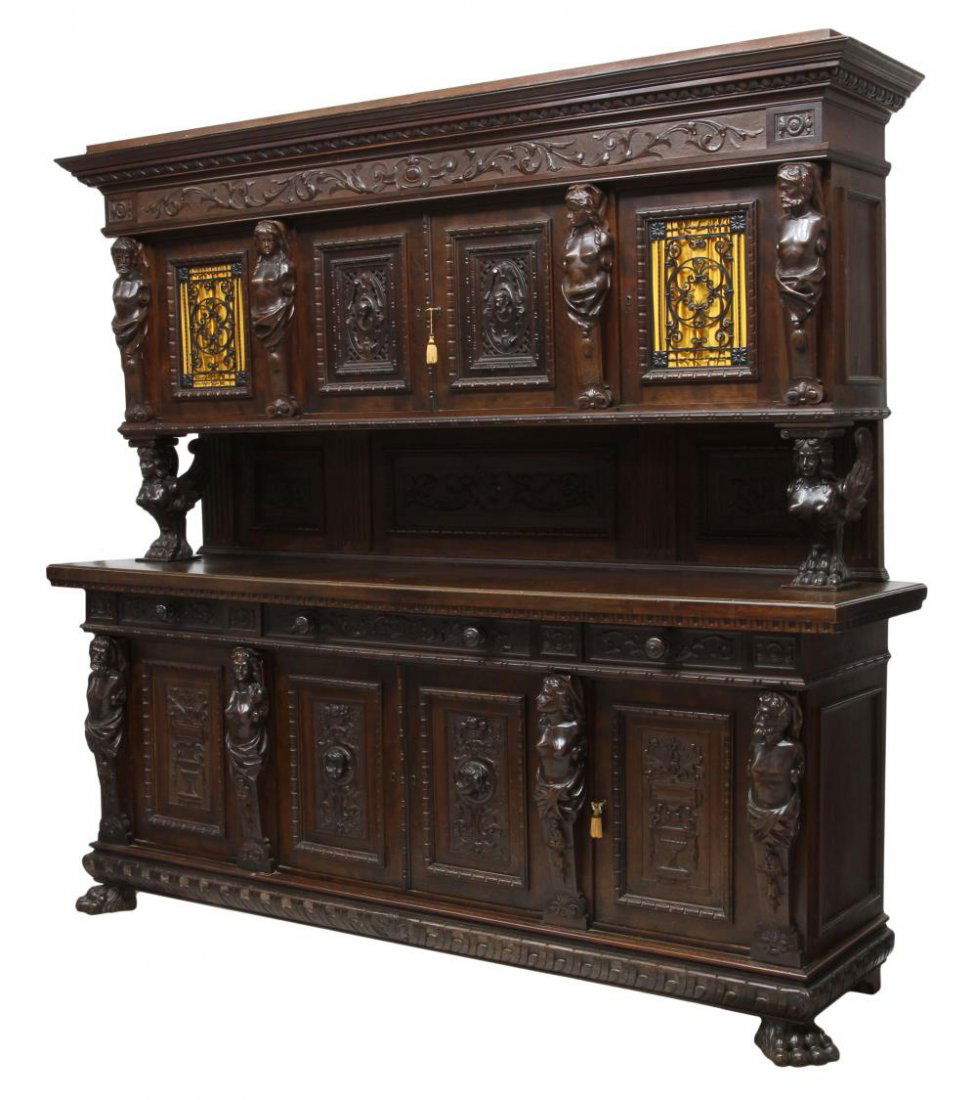 LARGE ITALIAN RENAISSANCE REVIVAL FIGURAL CABINET