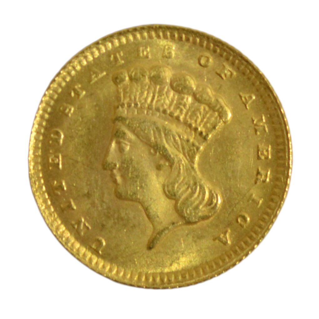 US 1868 INDIAN PRINCESS $1 ONE DOLLAR GOLD COIN