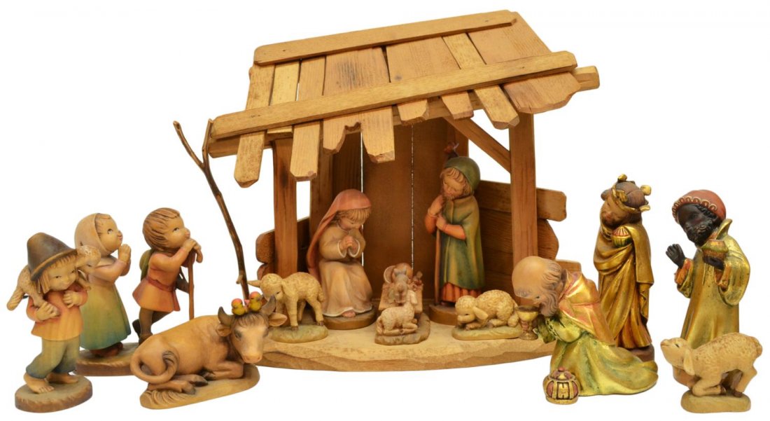 (13) SPECIAL ANRI WOOD NATIVITY BY JUAN FERRANDIZ