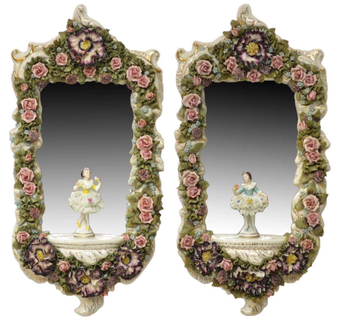 CAPODIMONTE REINA CALIFA APPLIED FLORAL MIRRORS