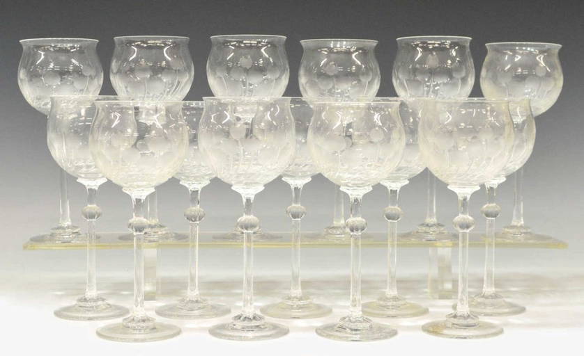 (15) C. Josef Riedel Cut Crystal Goblets, Stemware