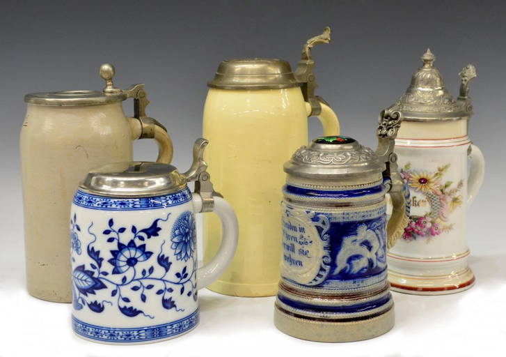 (5) Collection German Ceramic Beer Steins