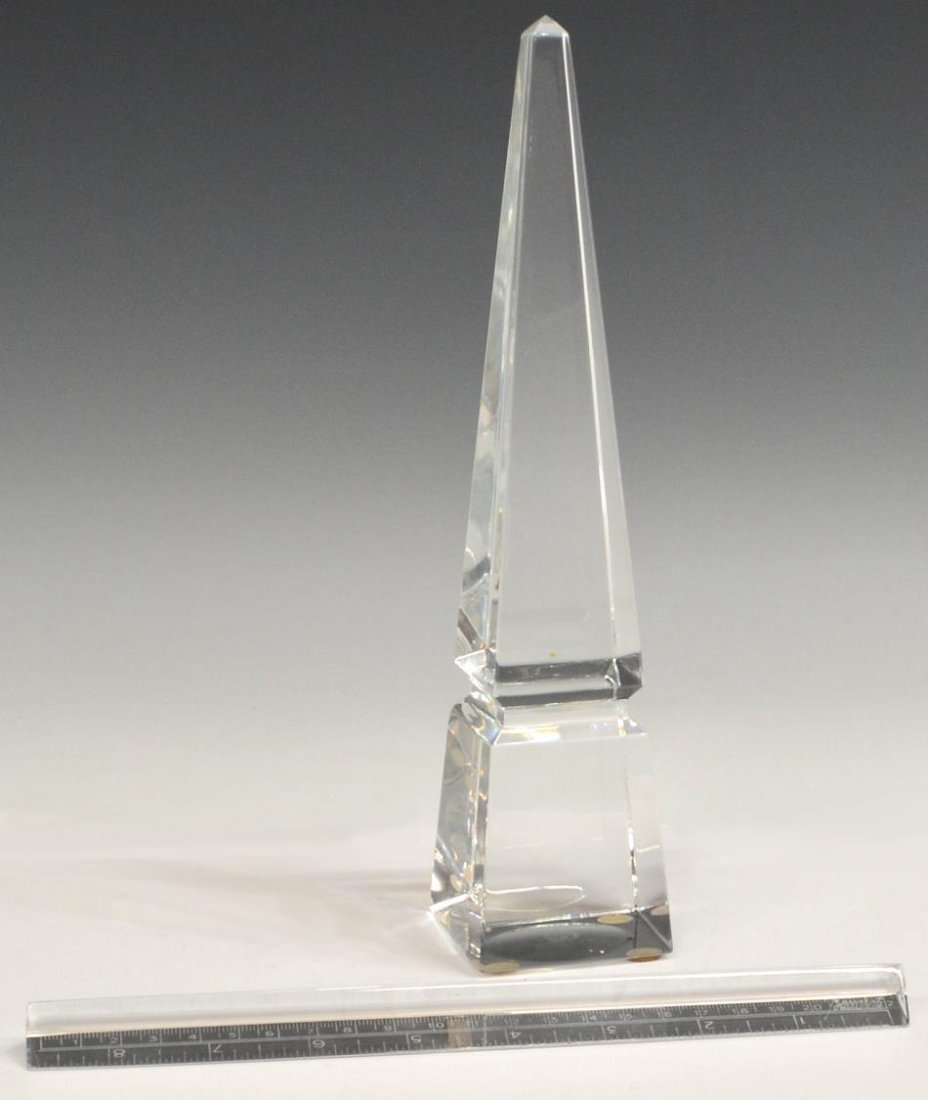 (2) BACCARAT COLORLESS CRYSTAL OBELISK & RULER