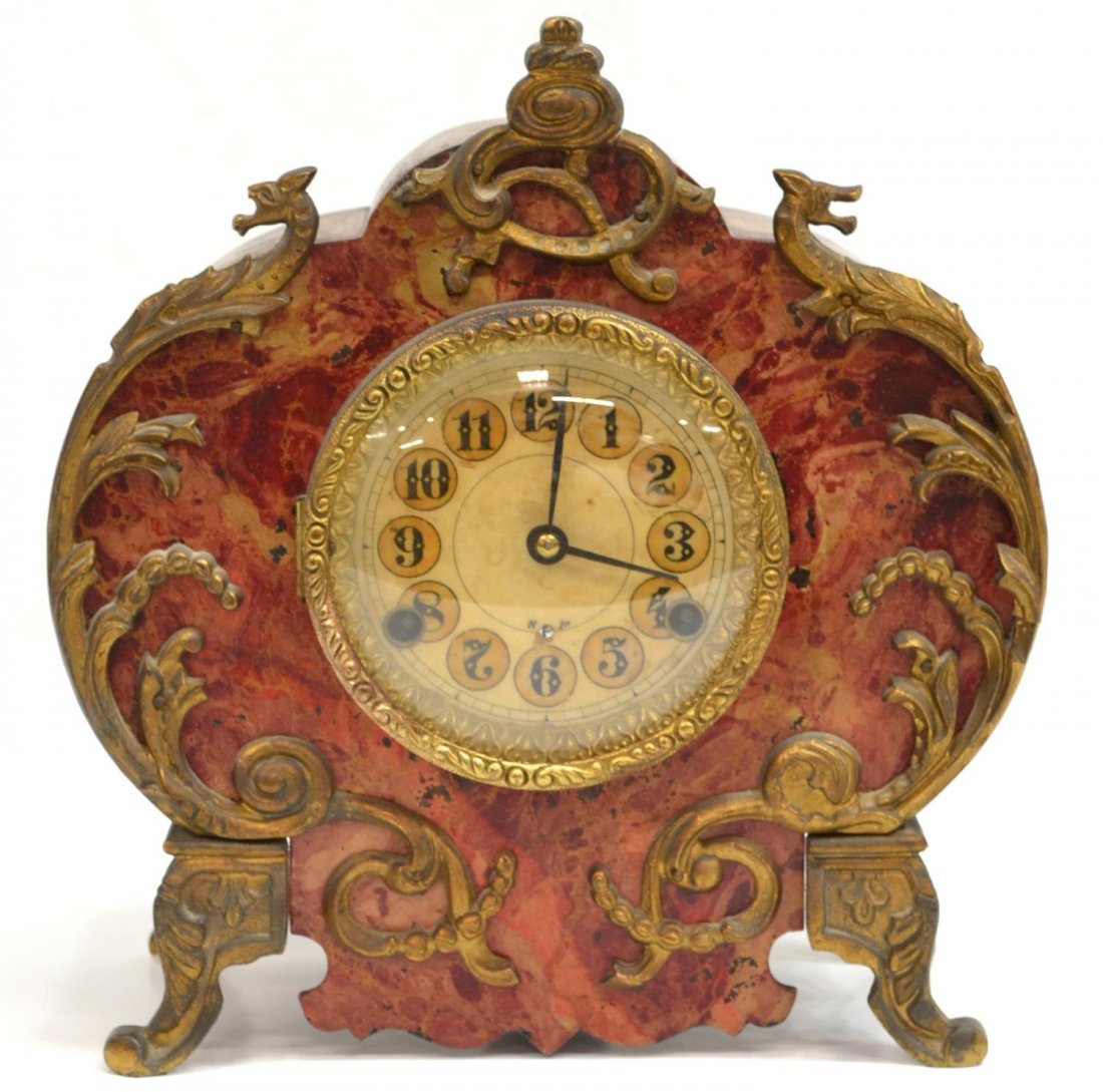 NEW HAVEN FAUX MARBLE MANTLE CLOCK