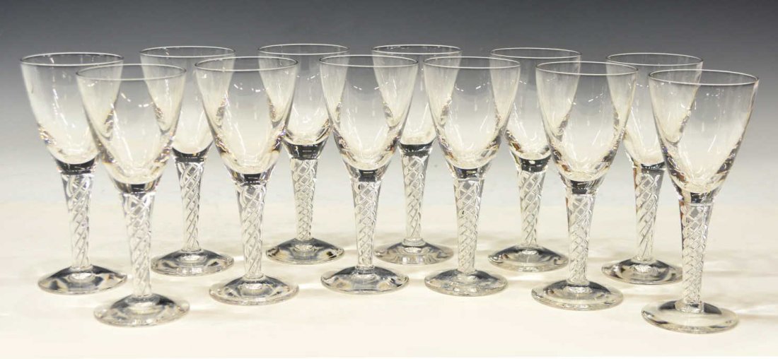 (12) STUART ARIEL AIR TWIST STEM COLORLESS GOBLETS