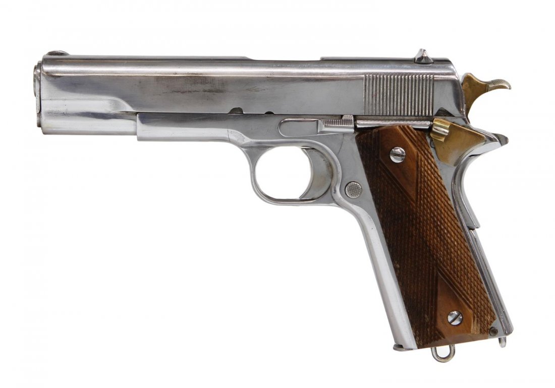 CHROME PLATED PISTOL, COLT 1911 .45 STYLE,