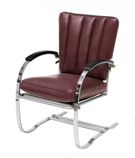 Mid Century Modern Leather Chrome Arm Chair