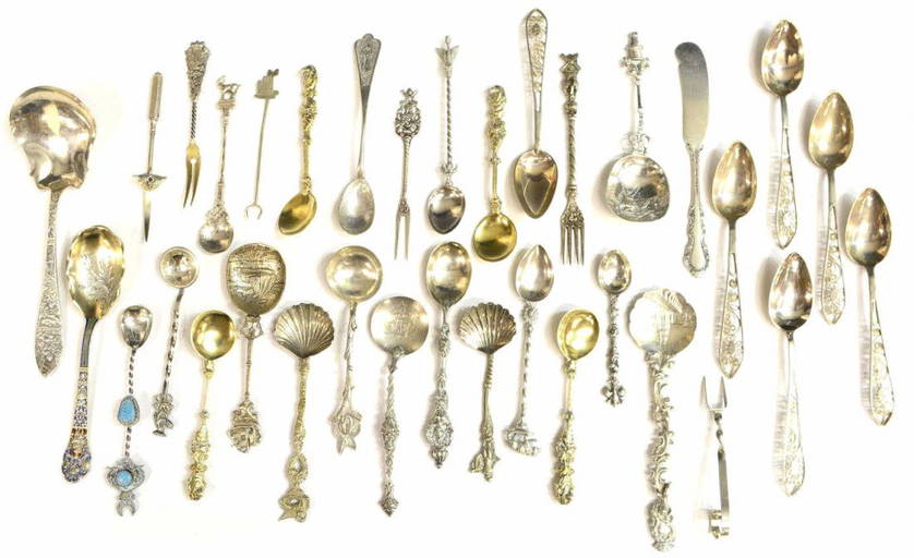 (34) Sterling & 800 Silver Souvenier Spoons
