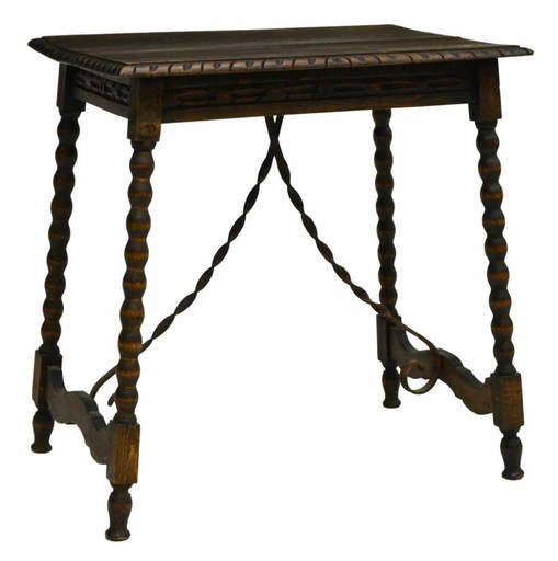 Spanish Baroque Style Spool Leg Side Table