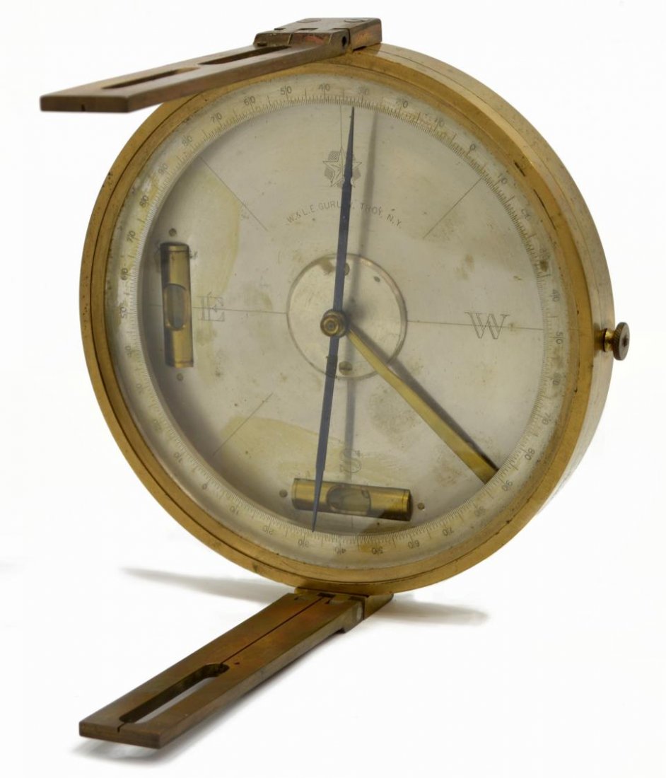 VINTAGE BRASS SURVEYOR'S COMPASS & LEVEL