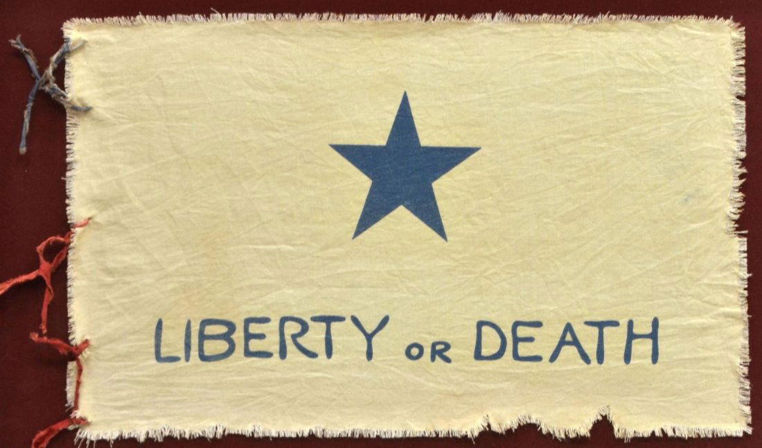 FRAMED REPLICA TROUTMAN FLAG, TEXAS REVOLUTION