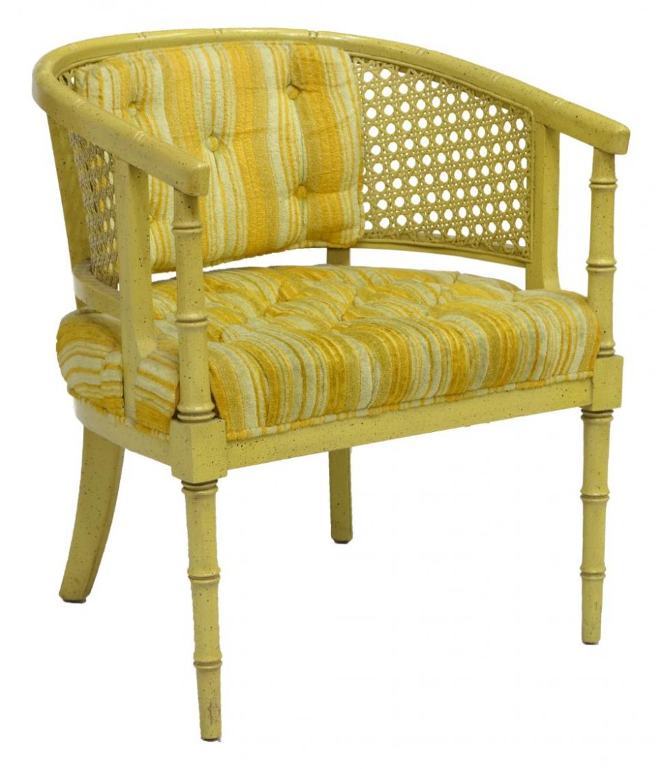 MID-CENTURY FAUX-BAMBOO YELLOW BARREL CHAIR - Mar 12, 2016 | Austin ...
