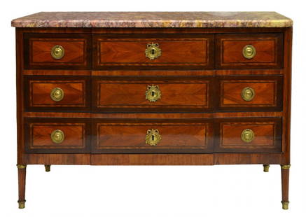 Louis Xvi Marble Top Acajou Commode 18th Century