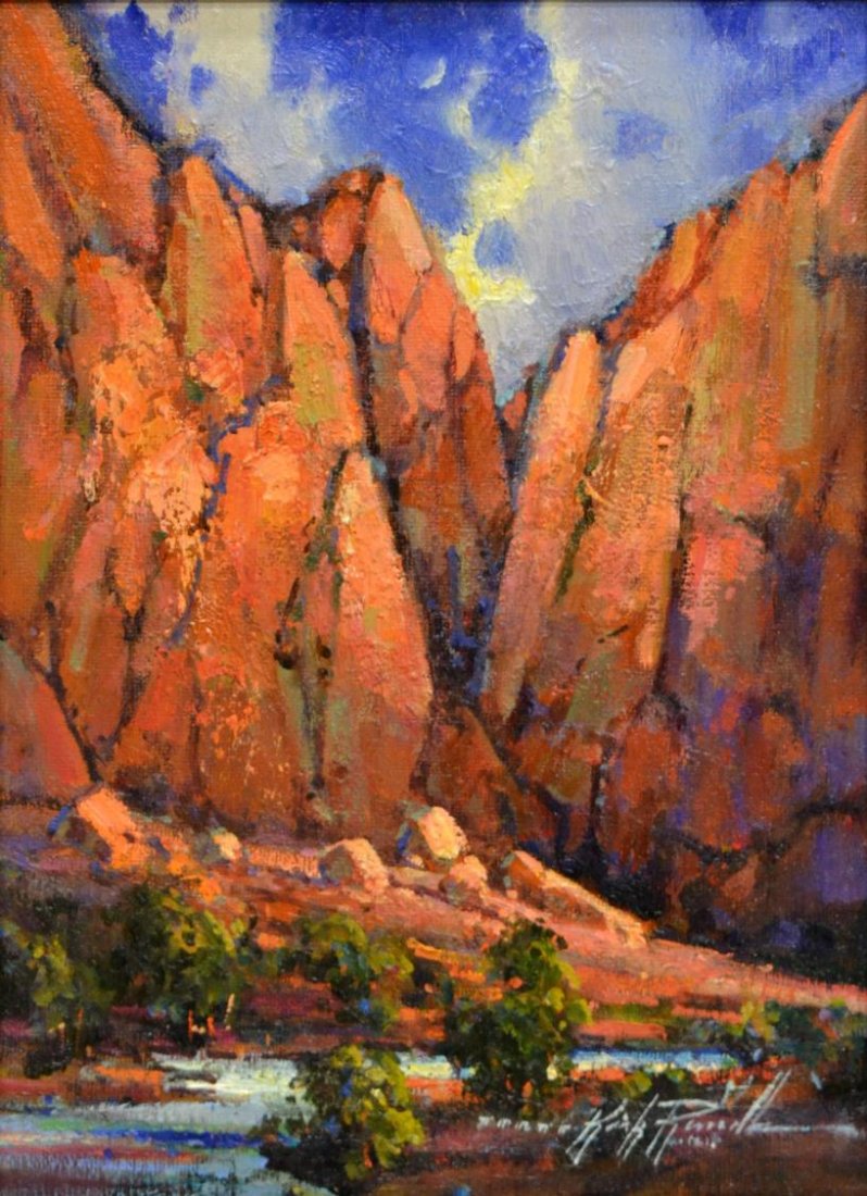 KIRK RANDLE (UTAH, B. 1952) WESTERN LANDSCAPE O/B