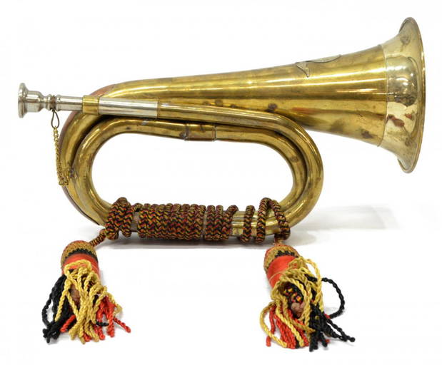 German Wwii Brass Bugle, Sa Eagle & Swastika