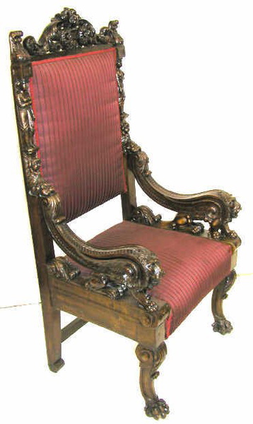 Antique Ornate Figural Carved Chair