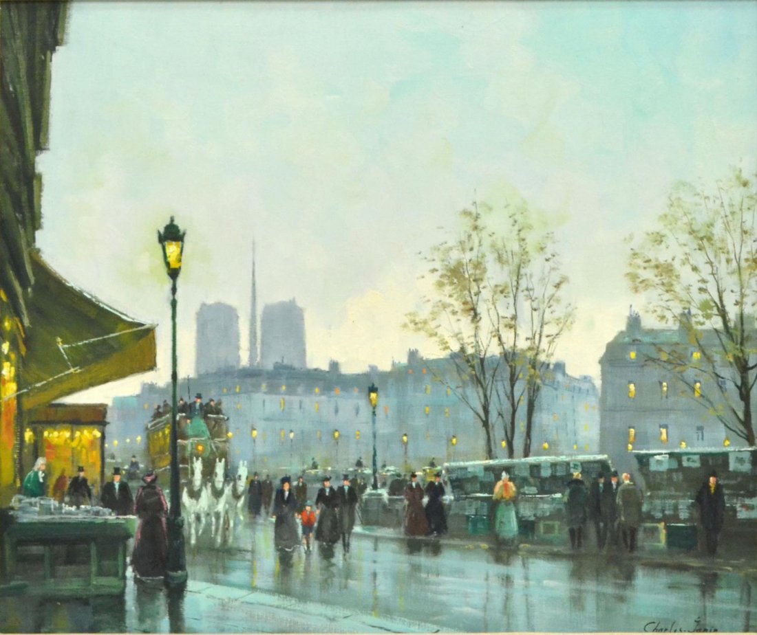 Charles Janin (french 20th C.) Paris Street Scene