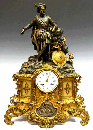 Large French Japy Freres Figural Mantle Clock