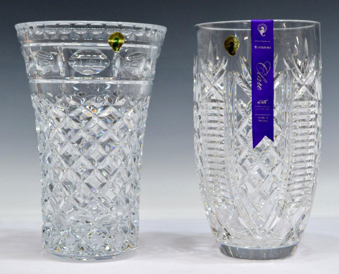 (2) Large Waterford Crystal Leonora & Clare Vases