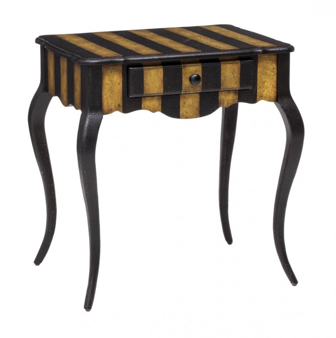 Black & Brown Striped Side Table