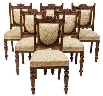 Set Of 4 Italian Carved Walnut Shell Back Chairs
