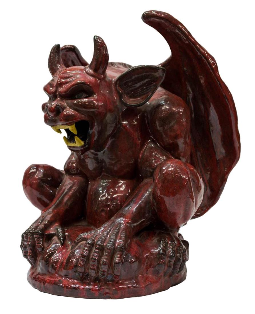 ITALIAN RED GLAZED TERRACOTTA STATUE, GARGOYLE
