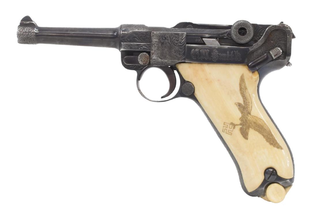 GERMAN LUGER, 3 DIGIT SERIAL, IVORY & ENGRAVING