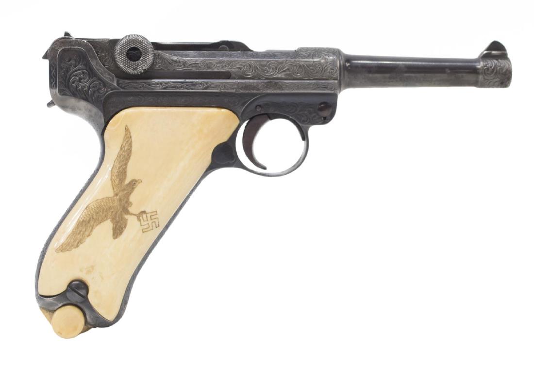 GERMAN LUGER, 3 DIGIT SERIAL, IVORY & ENGRAVING