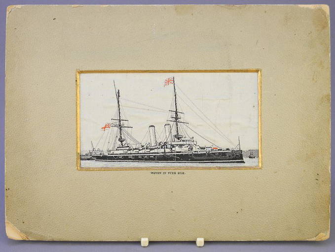 Antique Stevengraph Woven Silk Picture Of A Ship.