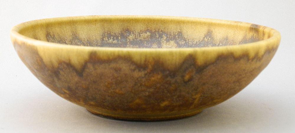Grove Pottery Bowl, Mottled Brown Glaze, 7 7/8"