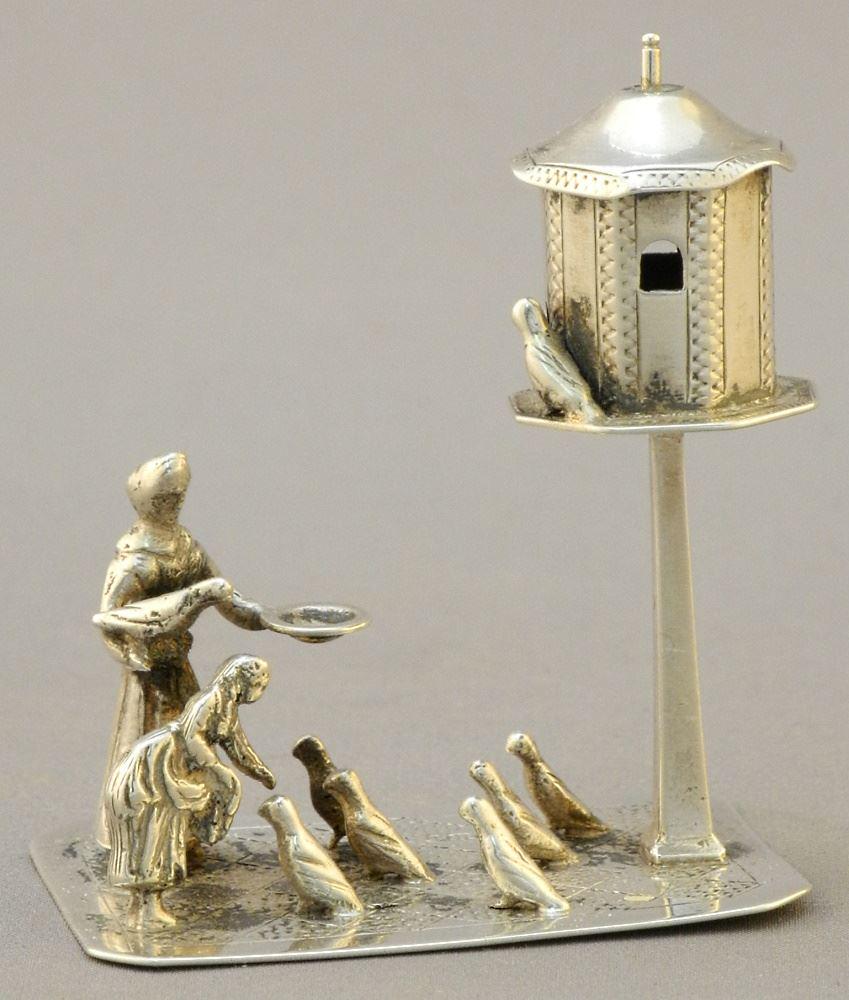 Dutch Miniature Birdhouse & People, Signed.