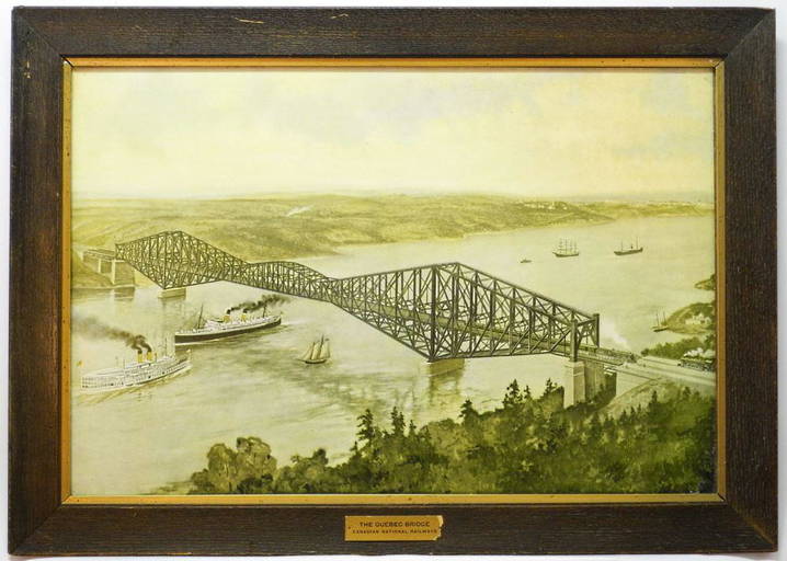 Canadian National Railways Lithograph, 19 1/2" X 29 1/2", "quebec Bridge".