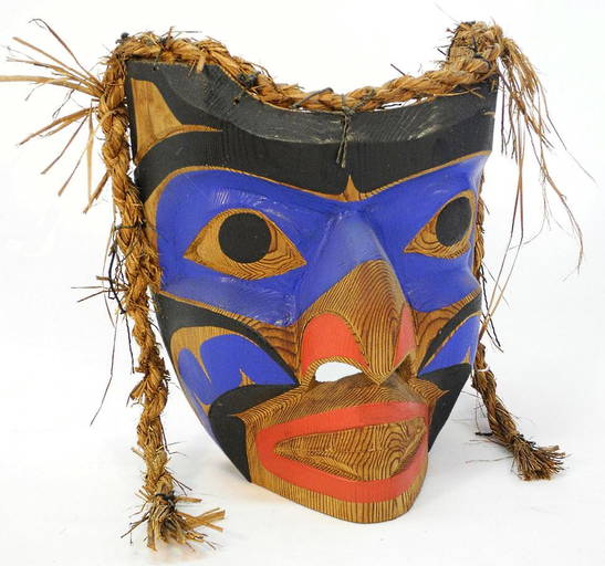 Kwagiulth Weasel Marten Mask Signed Carl Simeon 2000, Carved Cedar With ...