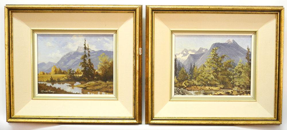 2 Oil On Boards Signed Gordon Rauch, 8" X 10", "peaceful Setting ...