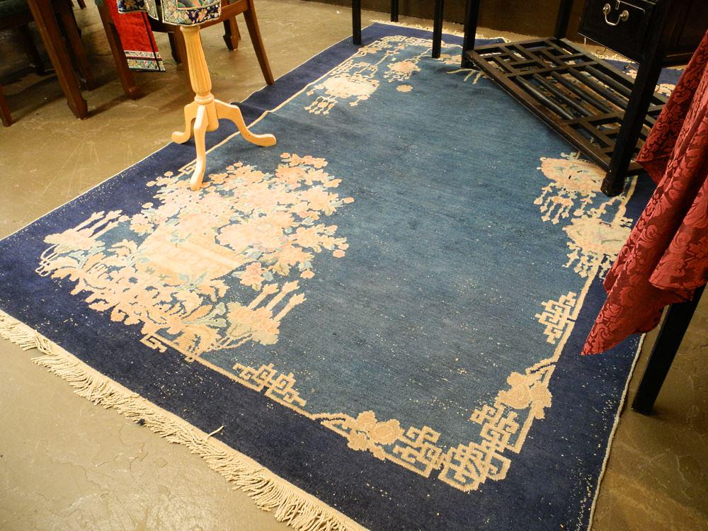 Chinese Tientsin Wool Carpet, Approx. 9'2" X 6'1", Condition Noted Auction