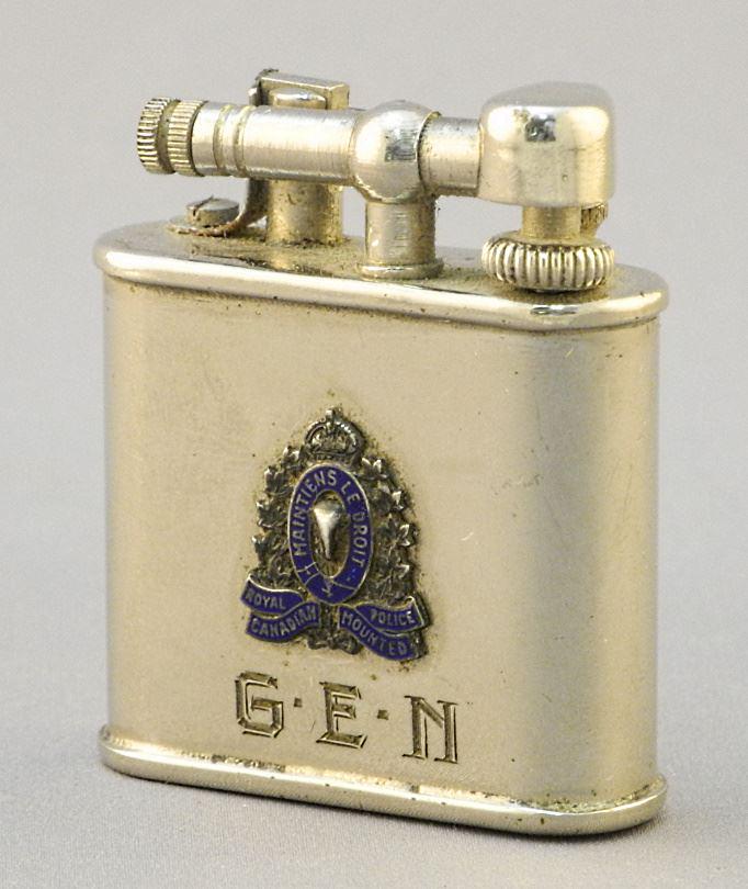 Vintage Royal Canadian Mounted Police Enameled Lighter.