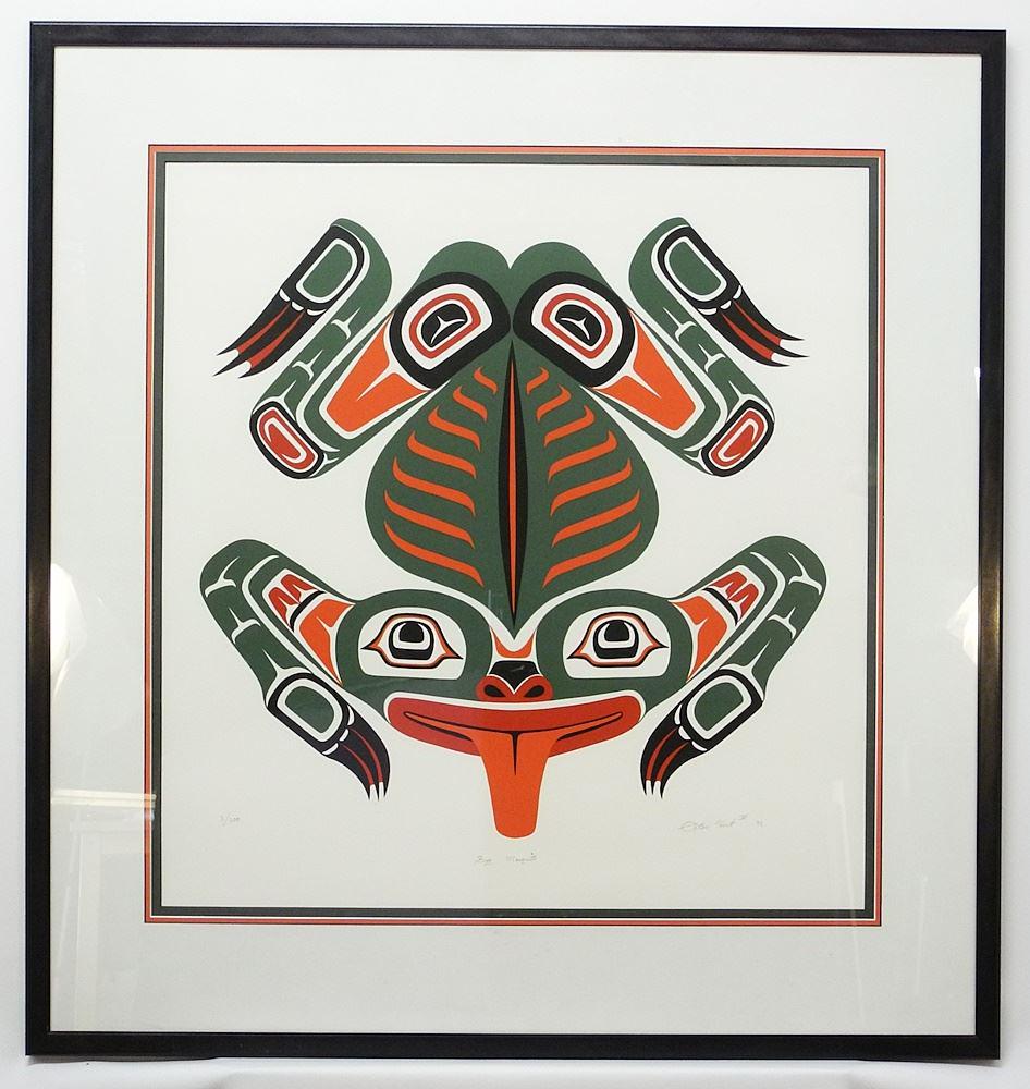 Kwagiulth Serigraph Signed By Stan Hunt 92',25 3/8 X 24""frog Mosquito ...
