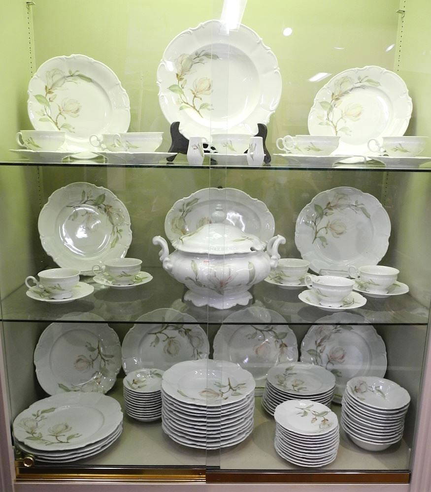 12 Place Setting Of Hutschenreuther Porcelain Dinnerware, Magnolia ...